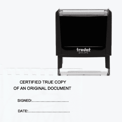 CERTIFIED TRUE COPY OF ORIGINAL STAMPS