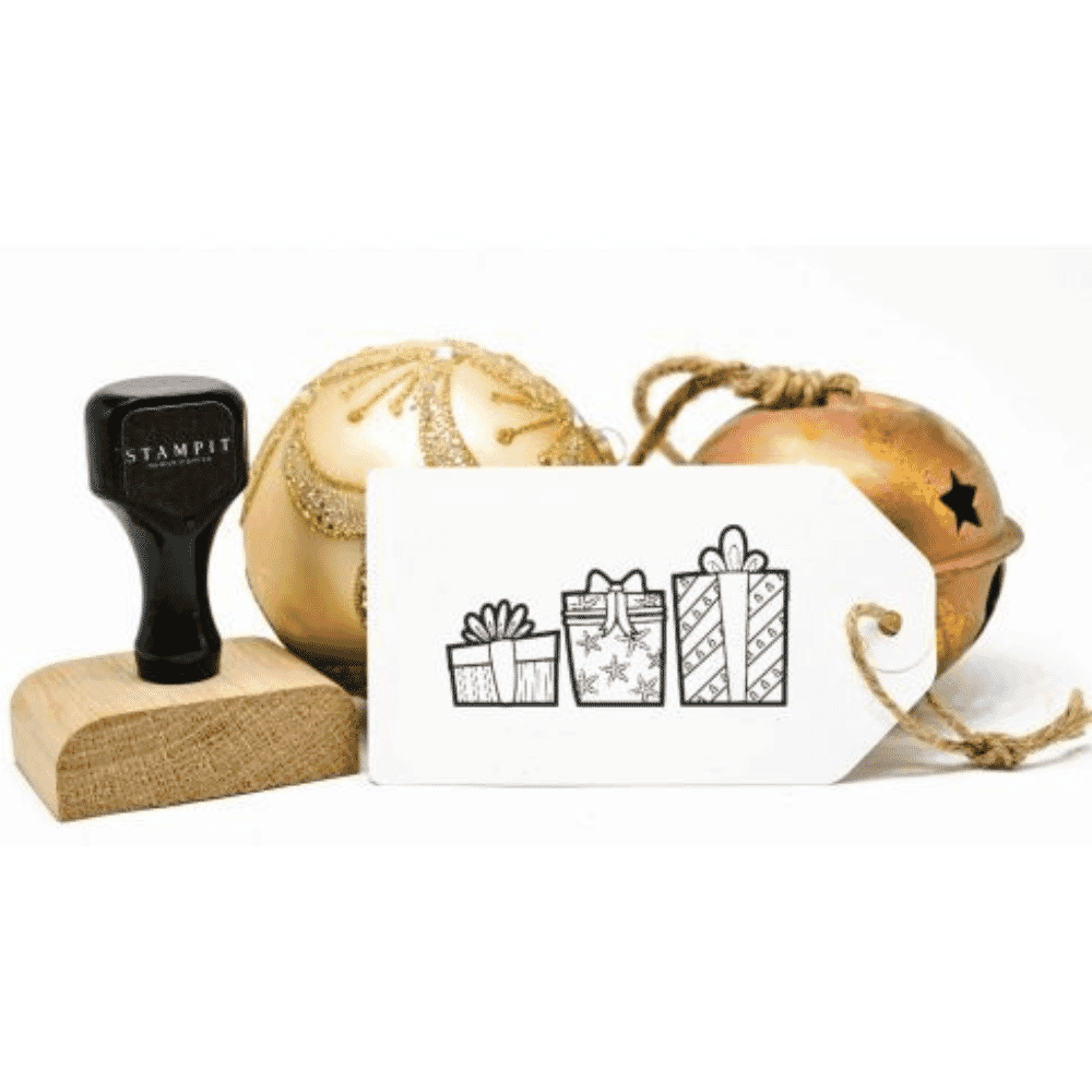 Christmas Oak Stamp | Presents | 50 x 30mm | www.stampit.co.uk