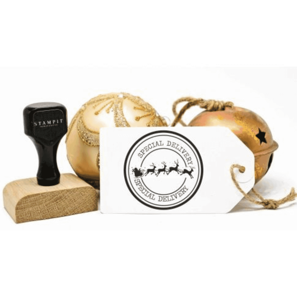 Customisable Christmas Oak Stamp 60mm | www.stampit.co.uk